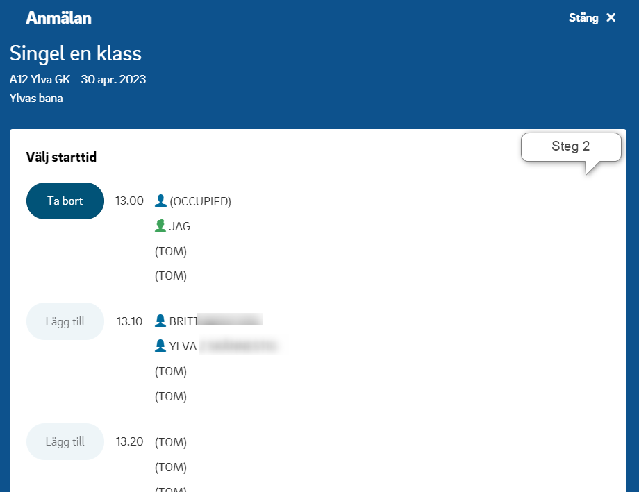 Låt deltagare välja starttid i en tävling - GIT